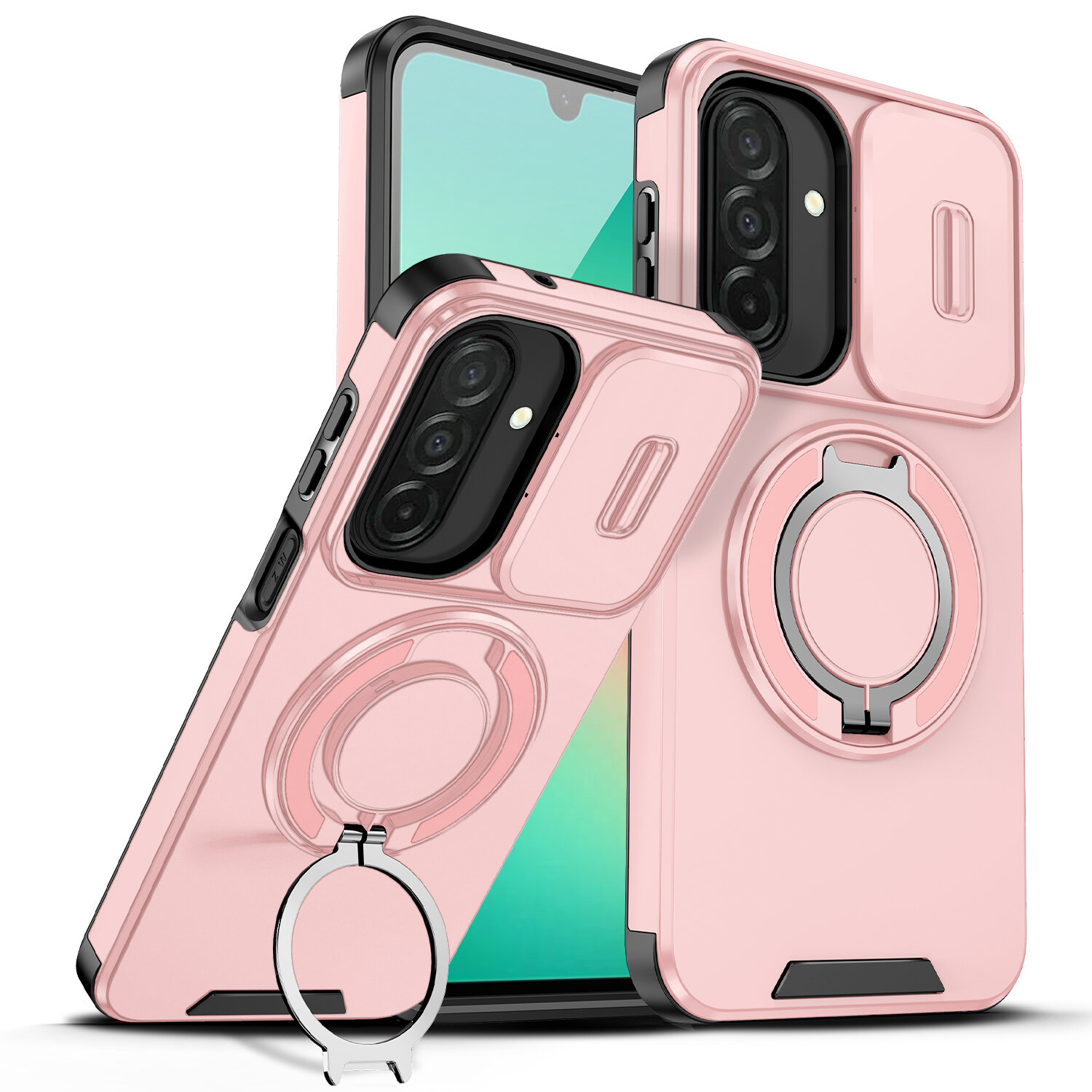 Чехол Для Samsung Galaxy A27 / Самсунг Галакси A27, soft touch, чехол-кардиомонитор, поликарбонат (PC), защита камеры, ударопрочный, усиленные углы, держатель поп-сокет, Samsung, Samsung Galaxy A27, pink,