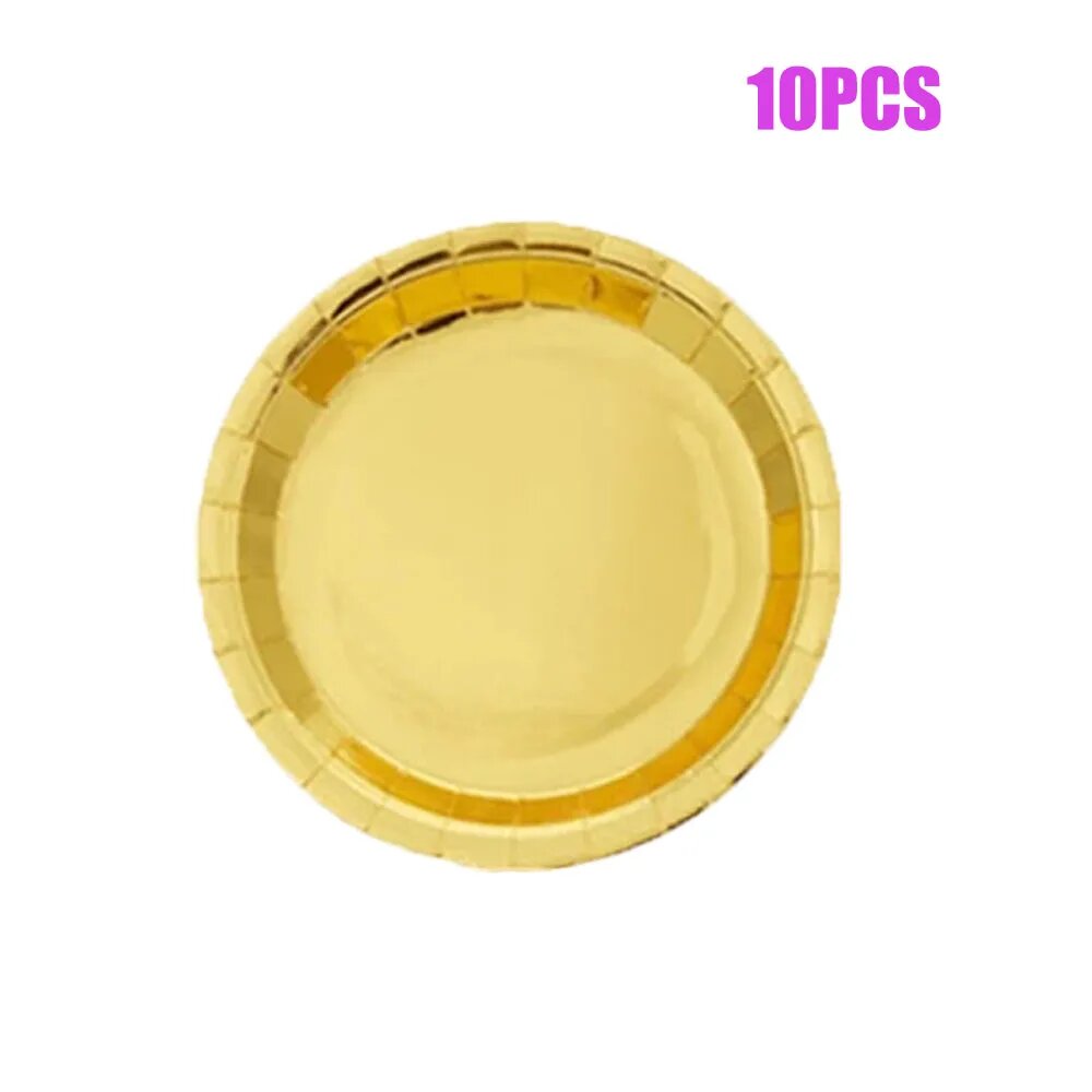 Одноразовые бумажные тарелки для вечеринок Желтый, 9inch plate-10pcs