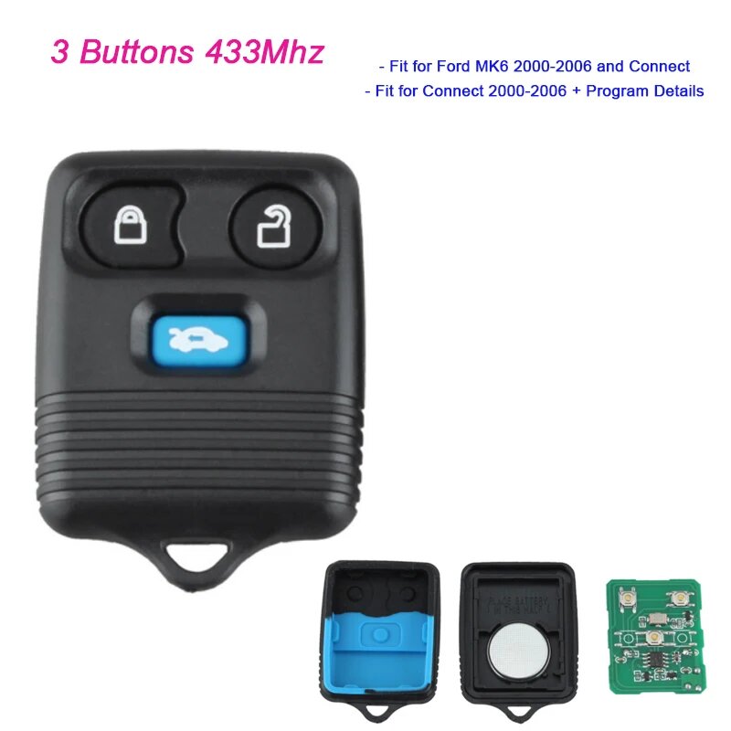 2/3 кнопок дистанционный ключ для автомобиля подходит для Ford Transit MK6 / Connect 2000-2006 Подробнее о программе
