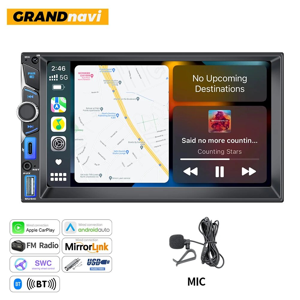 Автомагнитола Grandnavi 7" CarPlay Android Auto CA7080 MIC