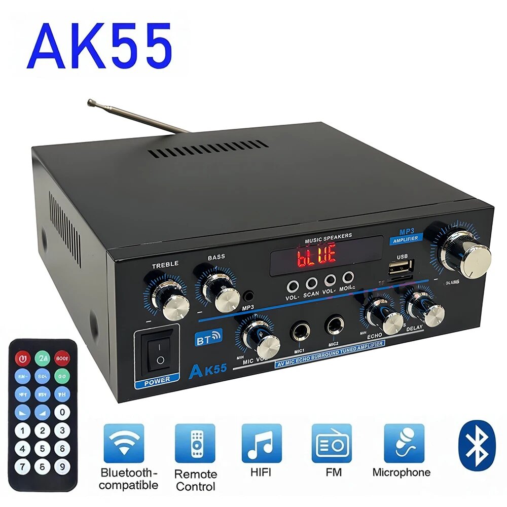 Цифровой усилитель AK55 2.0 черный EU Plug