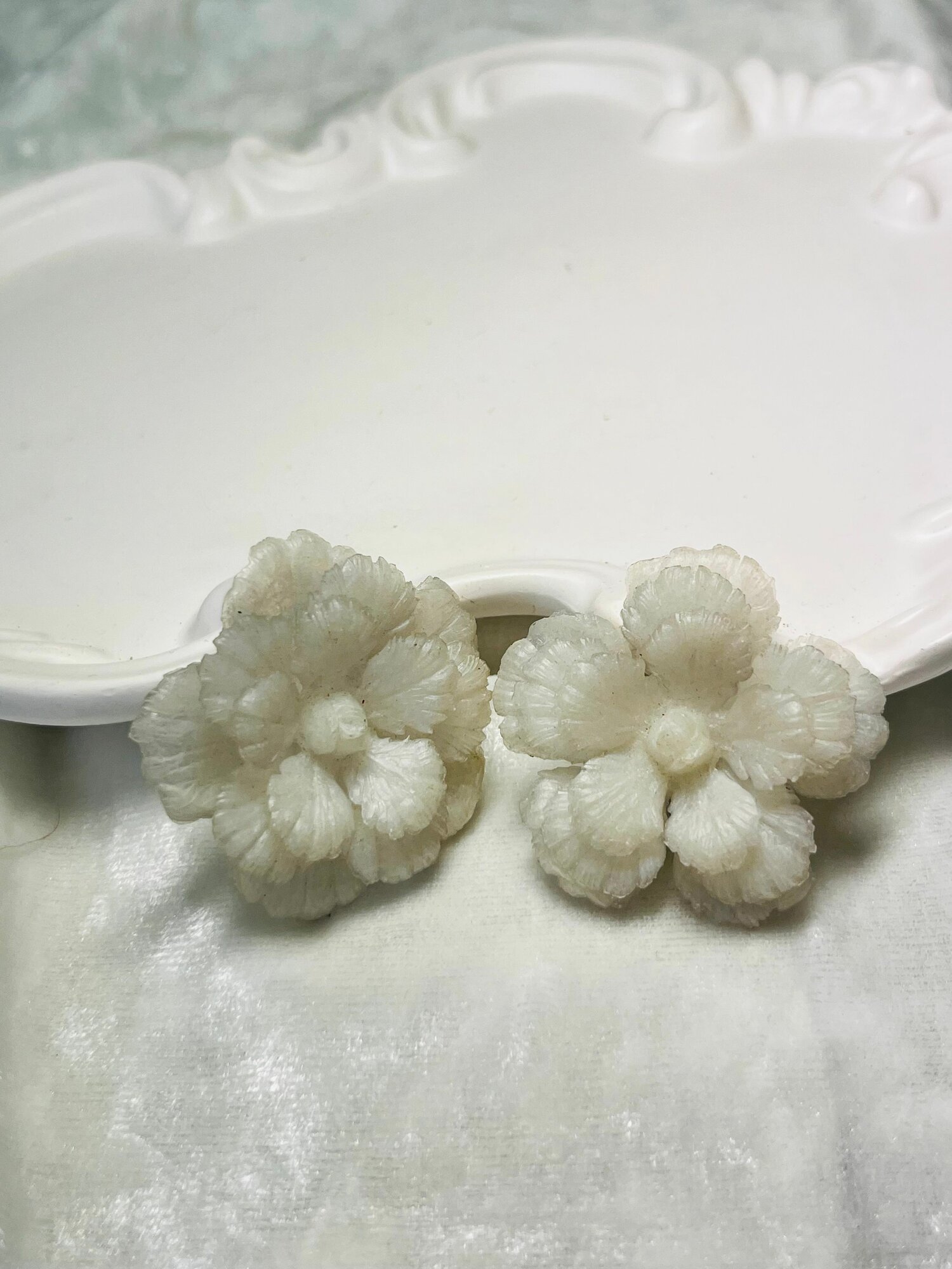 Винтажные серьги клипсы, Цветы