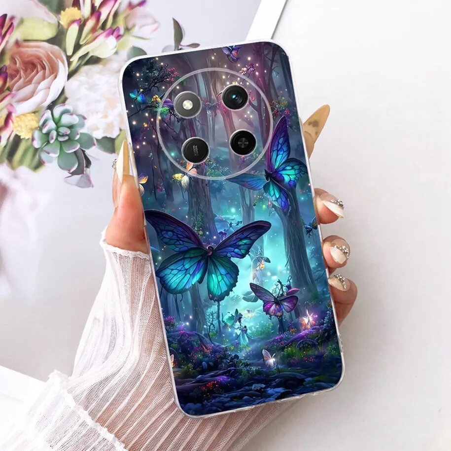 Чехол для Honor X9c, чехол для HonorX9c Smart Cover, цветочный прозрачный силиконовый ТПУ, тонкий мягкий чехол для телефона Honor Magic7 Lite Funda