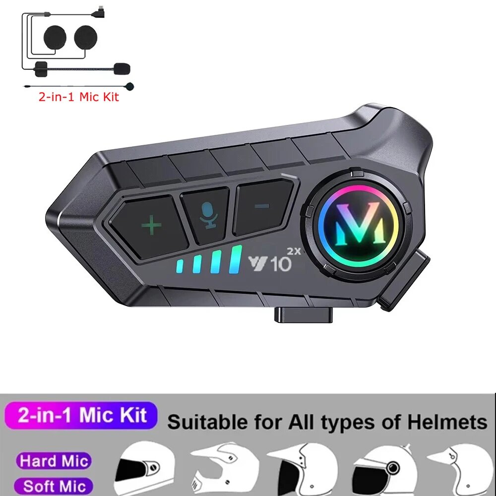 Bluetooth-гарнитура для мотоцикла, водостойкая, BT 5,3 2IN1 Single Pack