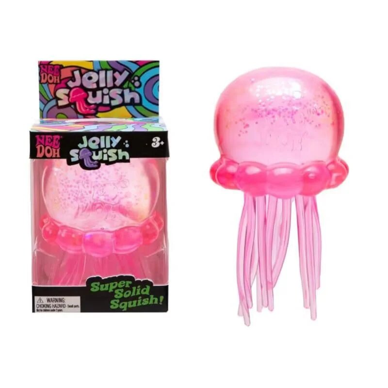Nee Doh Jellyfish Fuzz Ball Squishy Pink