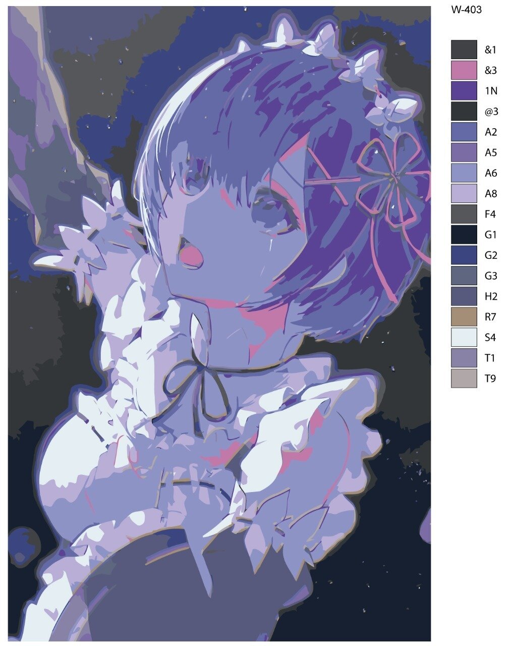 Картина по номерам W-403 "Аниме - Re: Zero (Ре: Зеро). Рем" 50х70