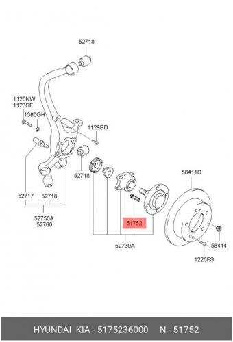 Шпилька колесная Hyundai / Kia (Mobis) 51752-36000