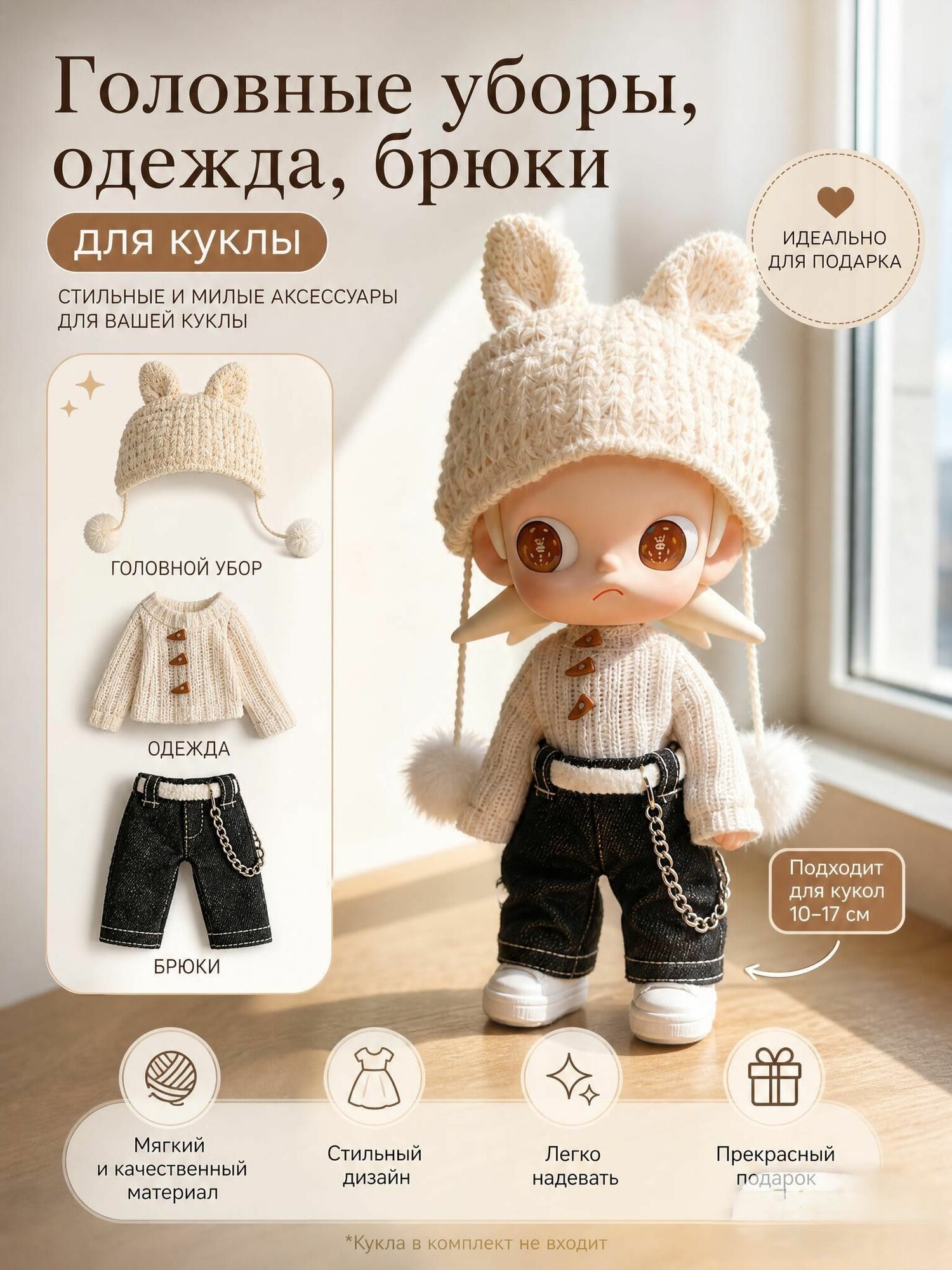 Комплект одежды для кукол Zsiga "Божья коровка", Головные уборы, топы, сумки, очки(без куклы)