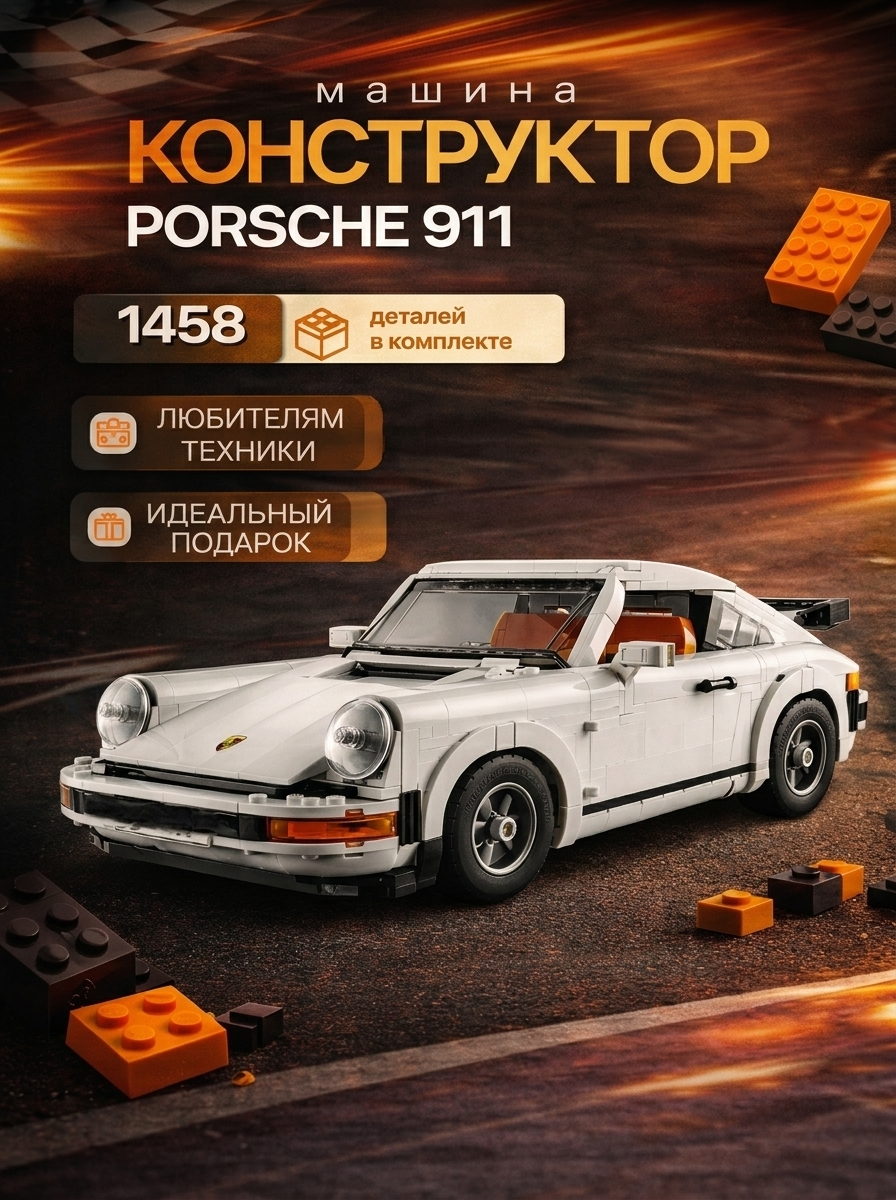 Конструктор Техник Автомобиль Porsche 911 - 1458 дет/ Совместим с Lego Technic/Товары для взрослых и детей