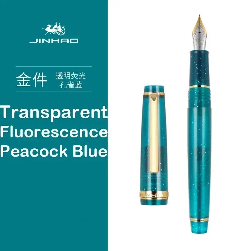 Jinhao 82 перьевая ручка флуоресцентная EF F M EF, Clear Peacock Blue