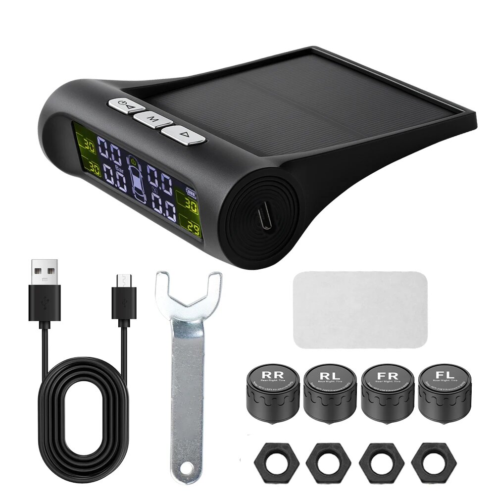Универсальная Автомобильная Солнечная Система TPMS Для Контроля Давления В Шинах И Отслеживания Температуры - Комплект Из 4 Д.