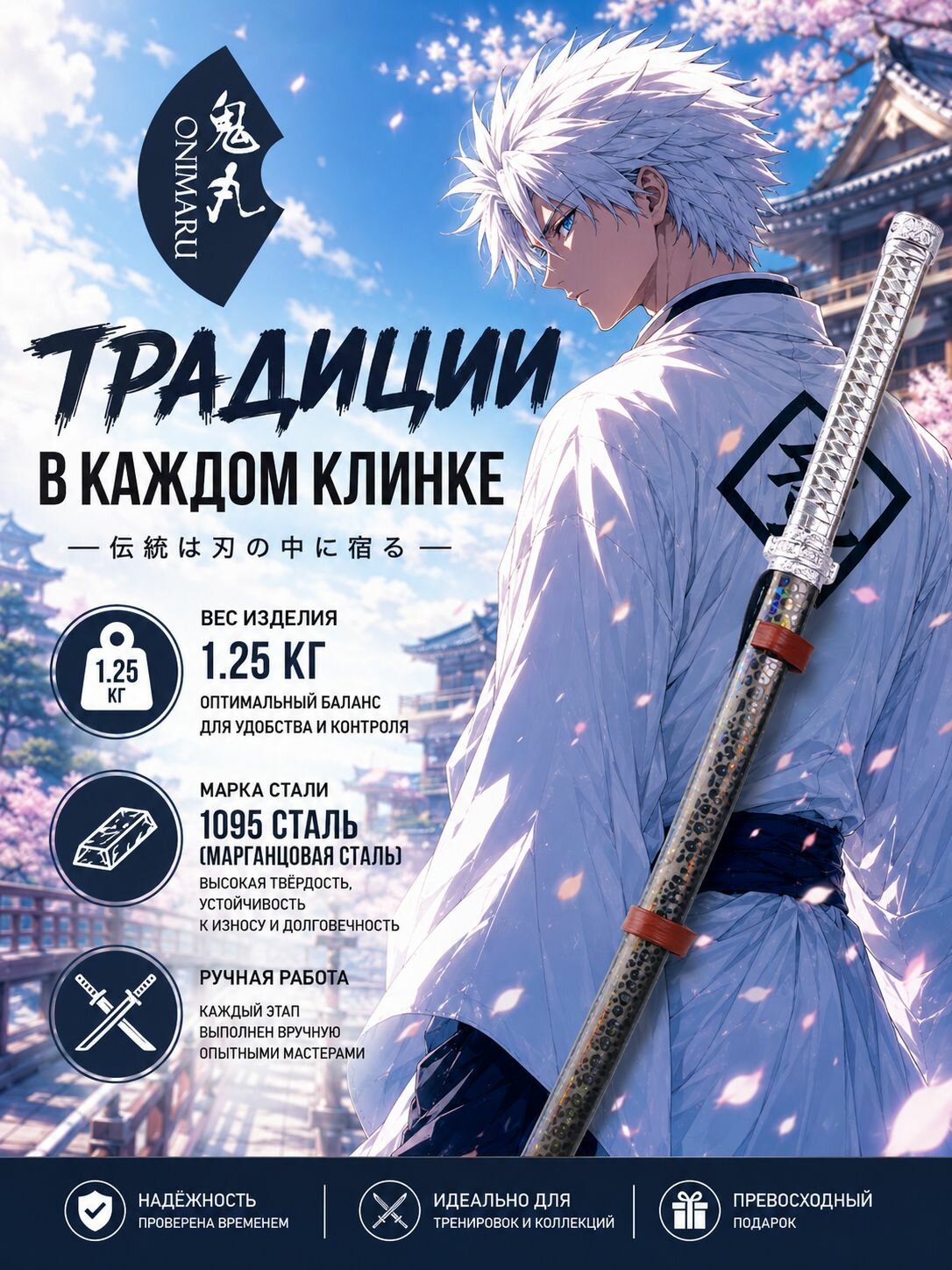 Катана, ковка вручную, Для коллекции, Катана для Иайдо, Тренировочная, декоративная, Для интерьера