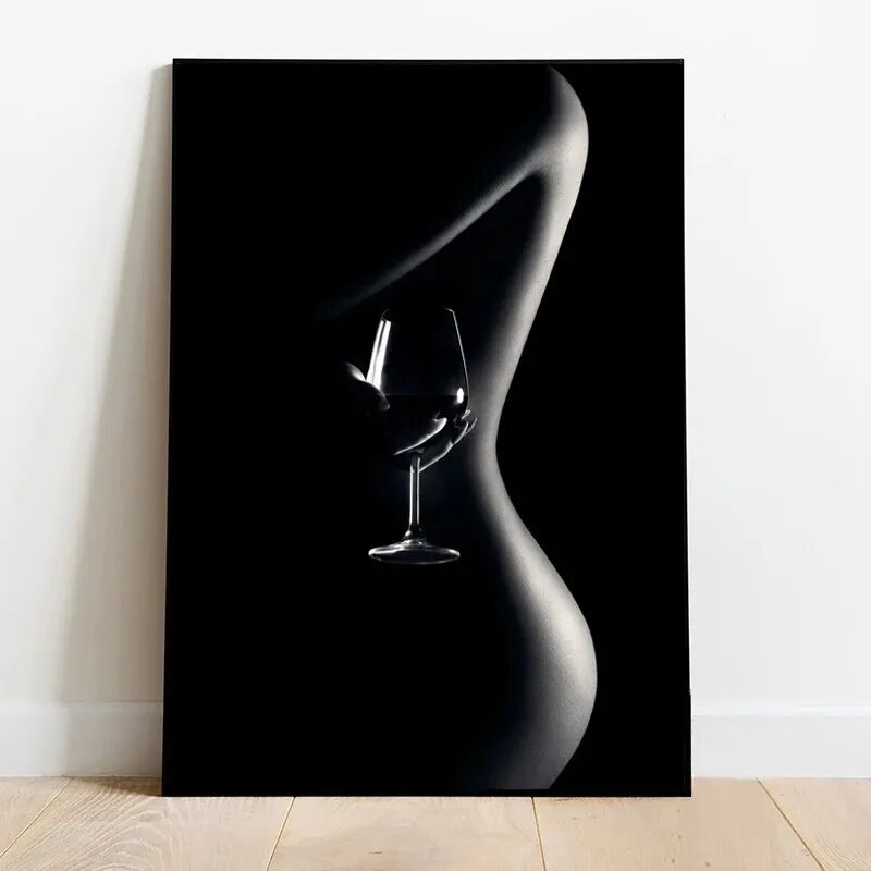 Черно-белый постер "Сексуальная обнаженная женщина", HALFLEMART JY507-11, 30x40cm no frame