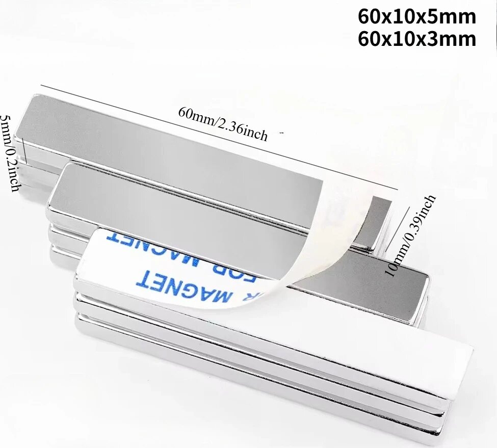 Неодимовые магниты N52 60x10x3 мм, 30 шт.