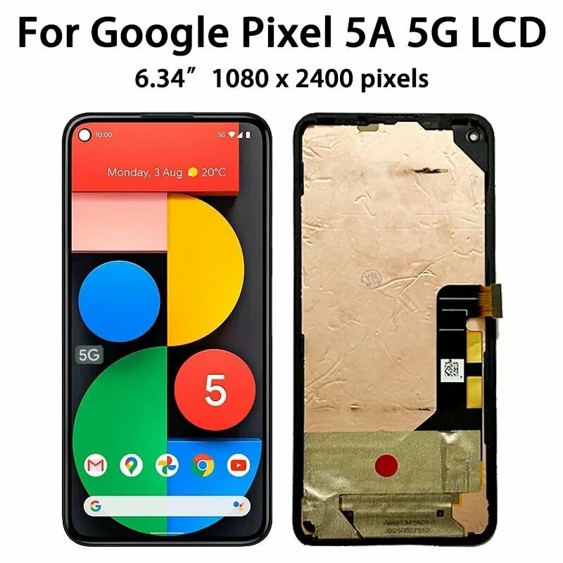 6,34-дюймовый OLED-дисплей для Google Pixel 5A, Pixel 5A 5G, G1F8F, G4S1M, ЖК-дисплей с рамкой, сенсорный экран, панель управления, комплектующие.