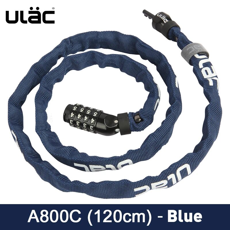 Велосипедный замок ULAC A800C Blue, 120см, цепной