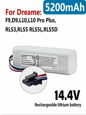 D099-4S2P Аккумулятор для Dreame D9 F9 L10 STYTJ02ZHM BHR4707GL RLS3 RLS5 RLS5L RLS5D замена оригинальной батареи 14.4V 5200 мАч