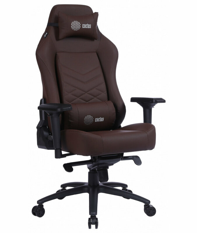 Кресло игровое Cactus CS-CHR-0112BR, обивка: эко. кожа, цвет: коричневый