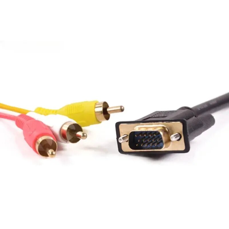 Кабель-Адаптер VGA To HDMI RCA 1.5M Конвертер Сигнала Male To 3 RCA AV Composite Видео Аудио Для Телевизора Проектора Ноутбука-0904