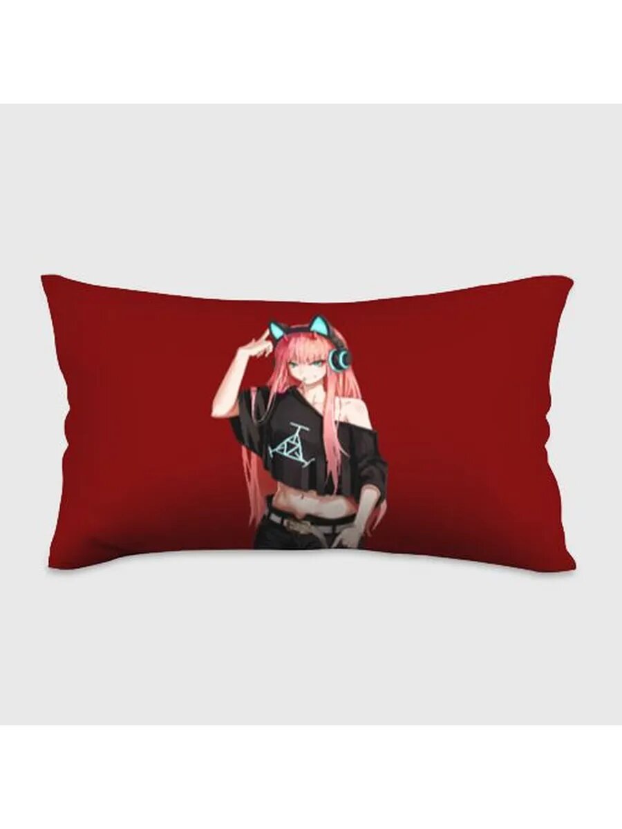 Zero Two в наушниках Подушка