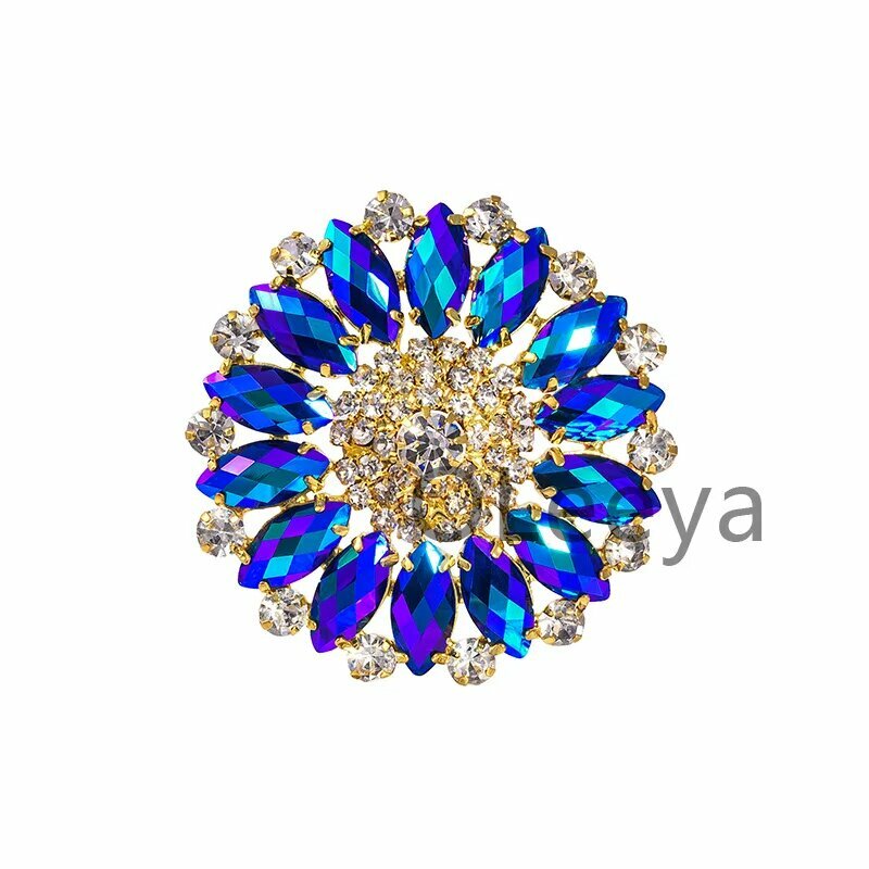 Брошь OLeeya, 5 см, sapphire AB