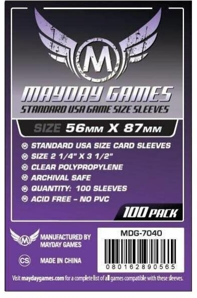 Протекторы для настольных игр Mayday Standard USA Game Size (56x87) - 100 штук