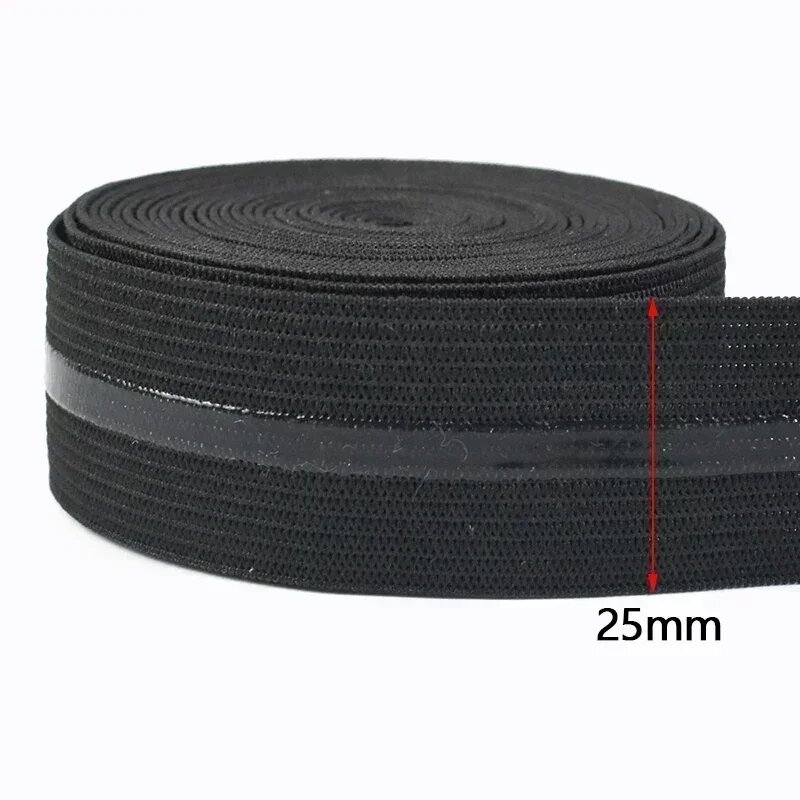 Эластичная лента Meetee 10-50 мм для пошива Черный, EB034-Black-25mm