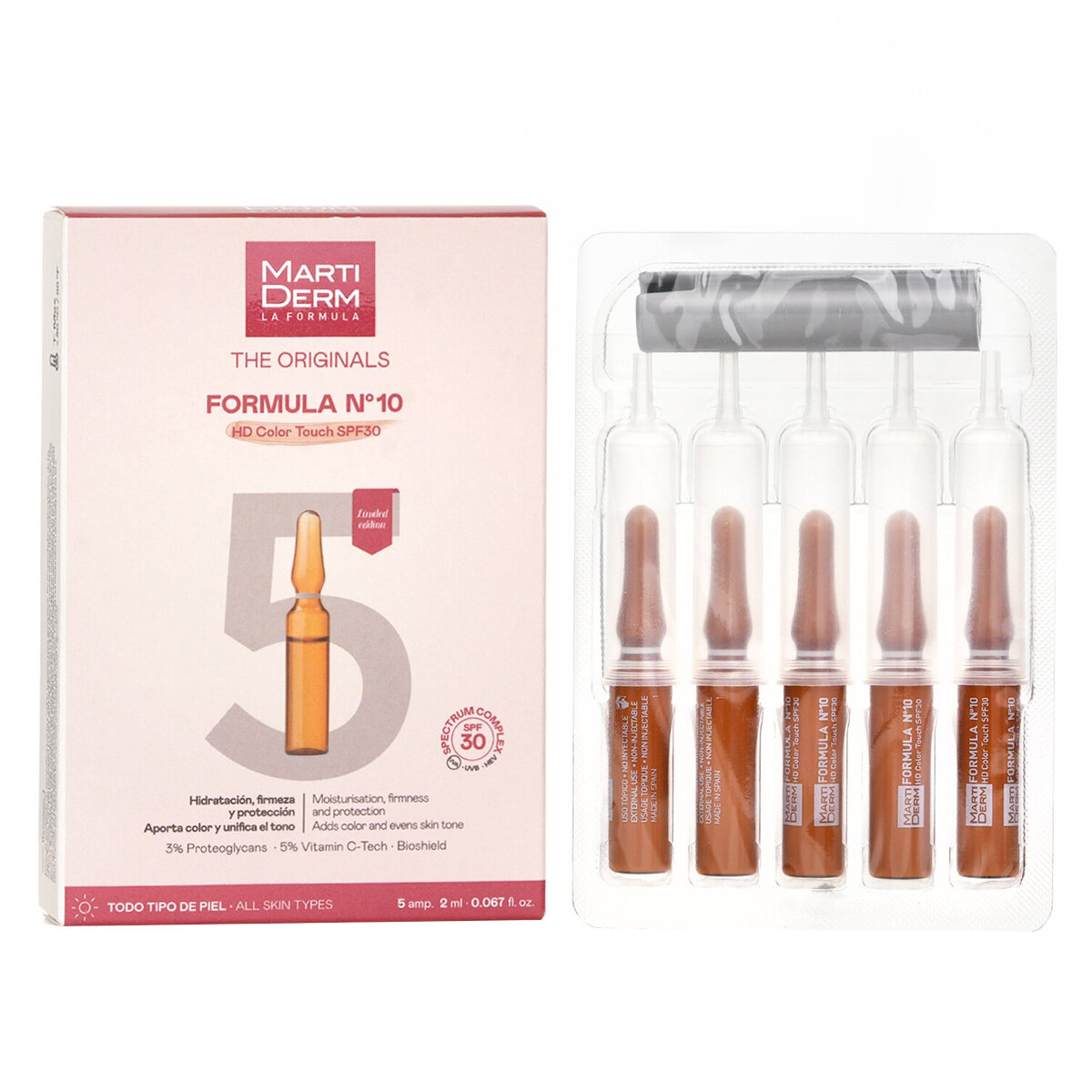 MartiDerm Ампульная сыворотка для лица The Originals Formula No 10 HD Color Touch SPF30 Сыворотка 5*2мл
