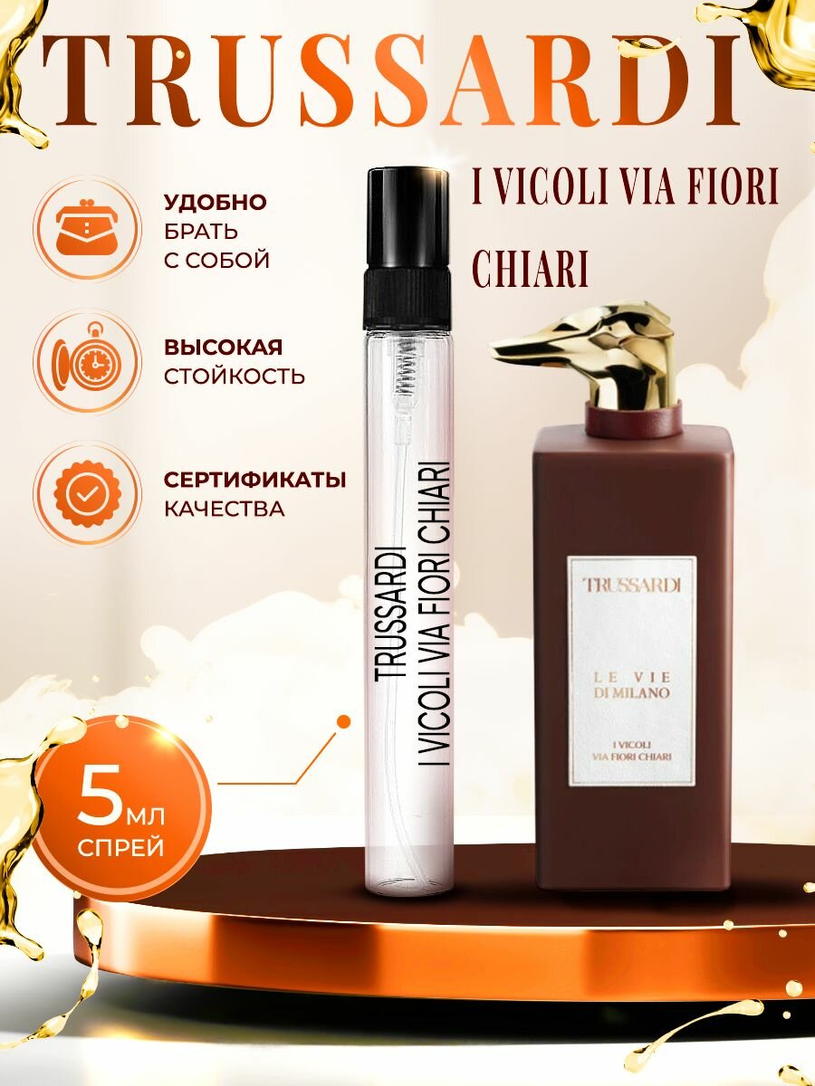 Trussardi I Vicoli Via Fiori Chiari парфюм мужской стойкий 5мл
