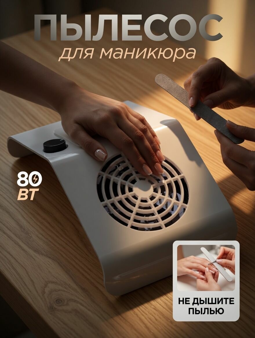 Пылесос для маникюра настольный /вытяжка маникюрная 858-2, мощность 80в