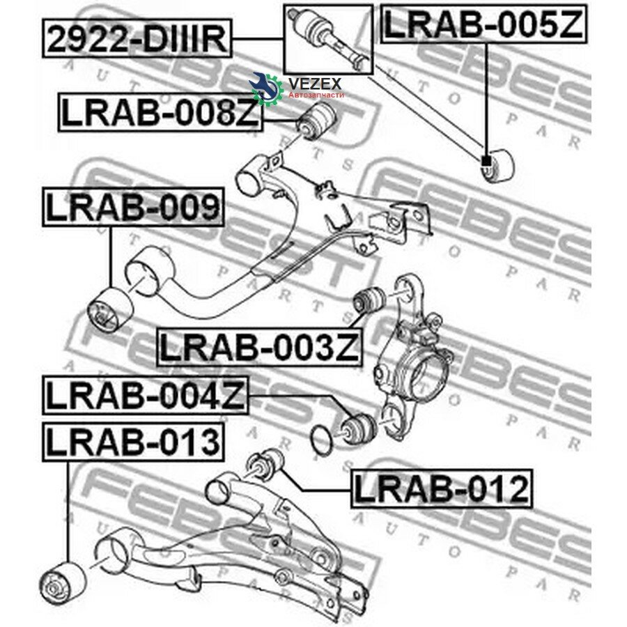 FEBEST LRAB008Z Сайлентблок задн верхн рычага RANGE ROVER SPORT 05-13