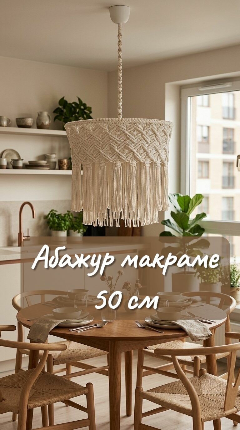 Абажур макраме подвесной ручной работы 40 см