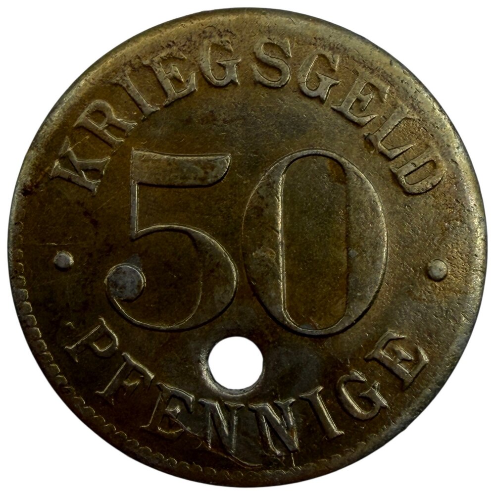 Германия, Гейдельберг 50 пфеннигов 1918-1919 гг. (Отверстие) (Лот №2)