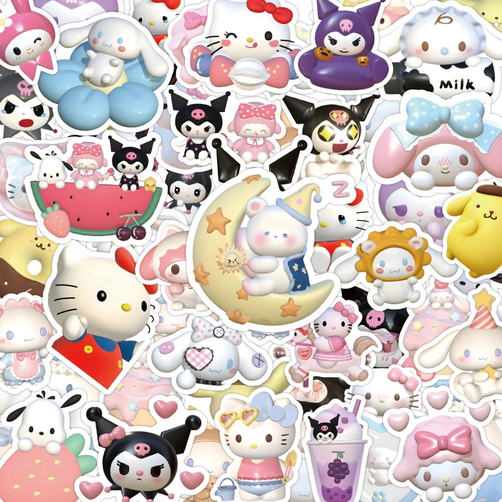 Набор 3D аниме-наклеек Sanrio My Melody Kuromi Cinnamoroll 120PCS