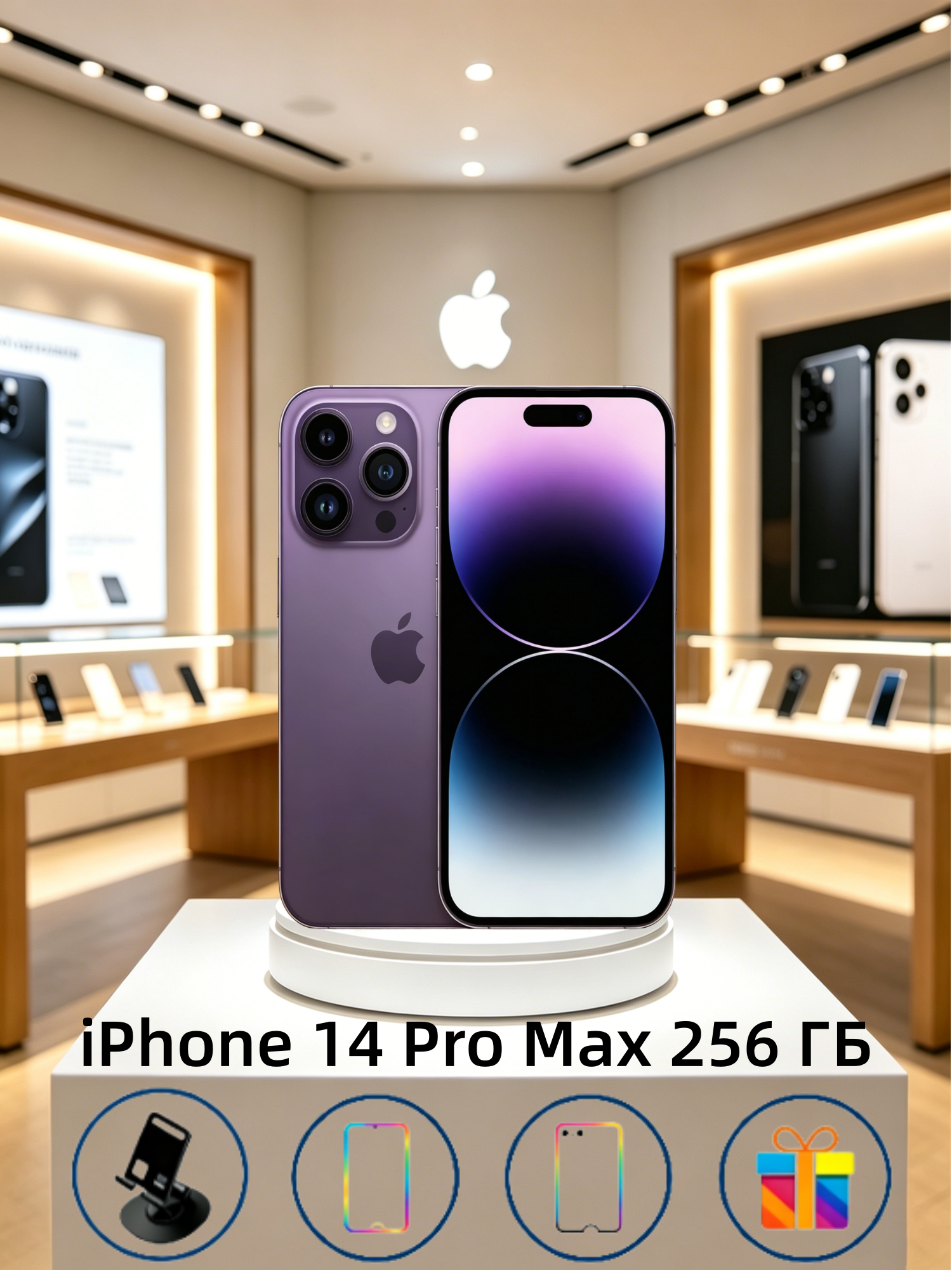 Смартфон iPhone 14 Pro Max 256ГБ, Глубокий фиолетовый, 6,7 дюйма, 5G, Остров активности