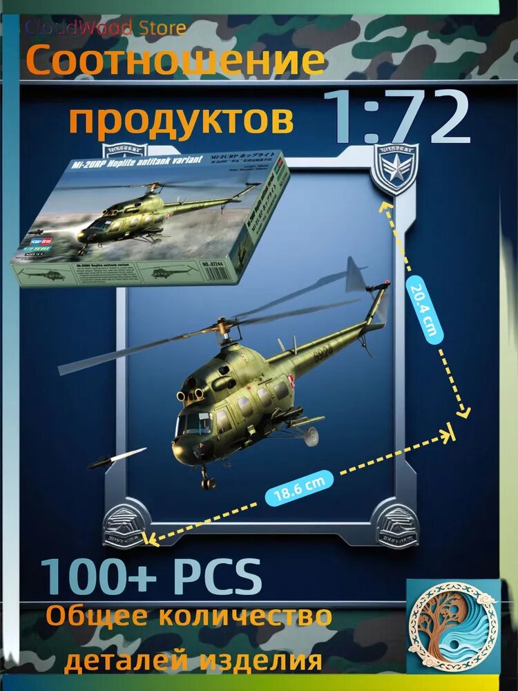 Hobbyboss 87244 1:72 Российский бронированный" военно-транспортный вертолет Ми-2УРПСборка моделей самолетов