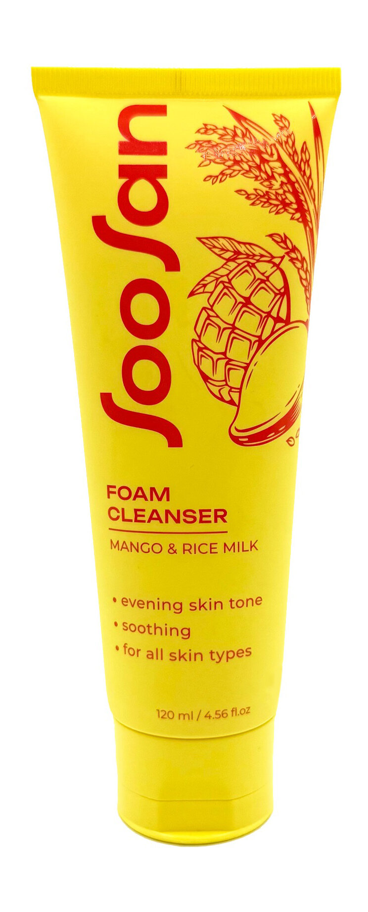 SOOSAN Пенка для лица Mango & Rice Milk выравнивающая тон, 120 млПенка для лица Mango & Rice Milk выравнивающая тон, 120 мл