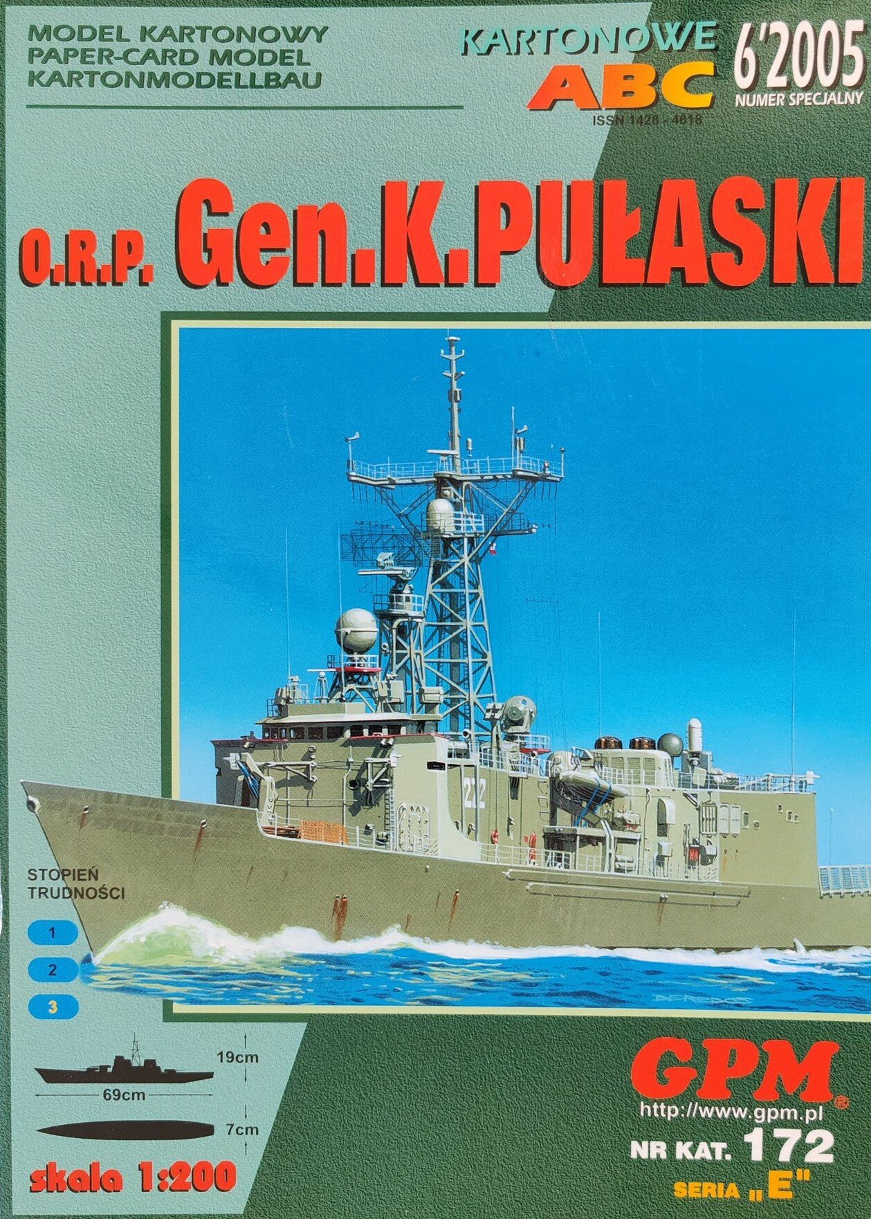 Сборная бумажная модель Фрегат ORP Gen.K.PULASKI - GPM №6/05 (журнал)
