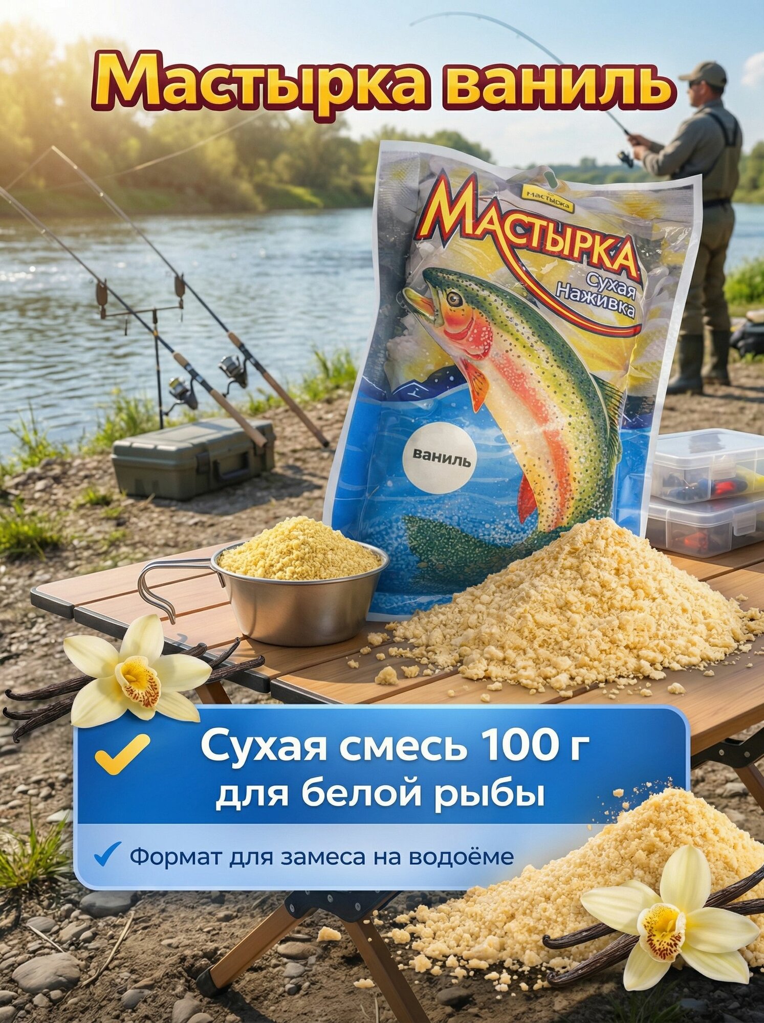 Мастырка сухая наживка для рыбалки Ваниль 100гр