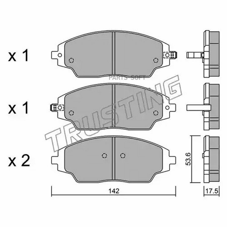 Колодки дисковые передние Chevrolet Aveo 1.2-1.6i/D 11> от официального дистрибьютора, TRUSTING, артикул 10320