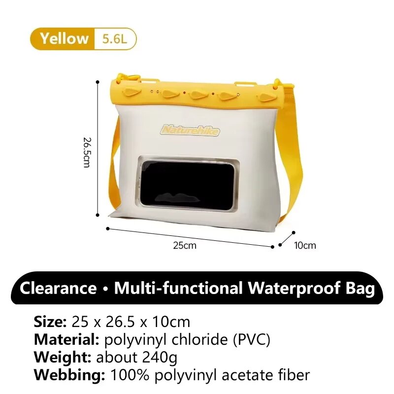 Naturehike водонепроницаемая сумка CNK2300BS016 Желтый, Yellow 5.6L
