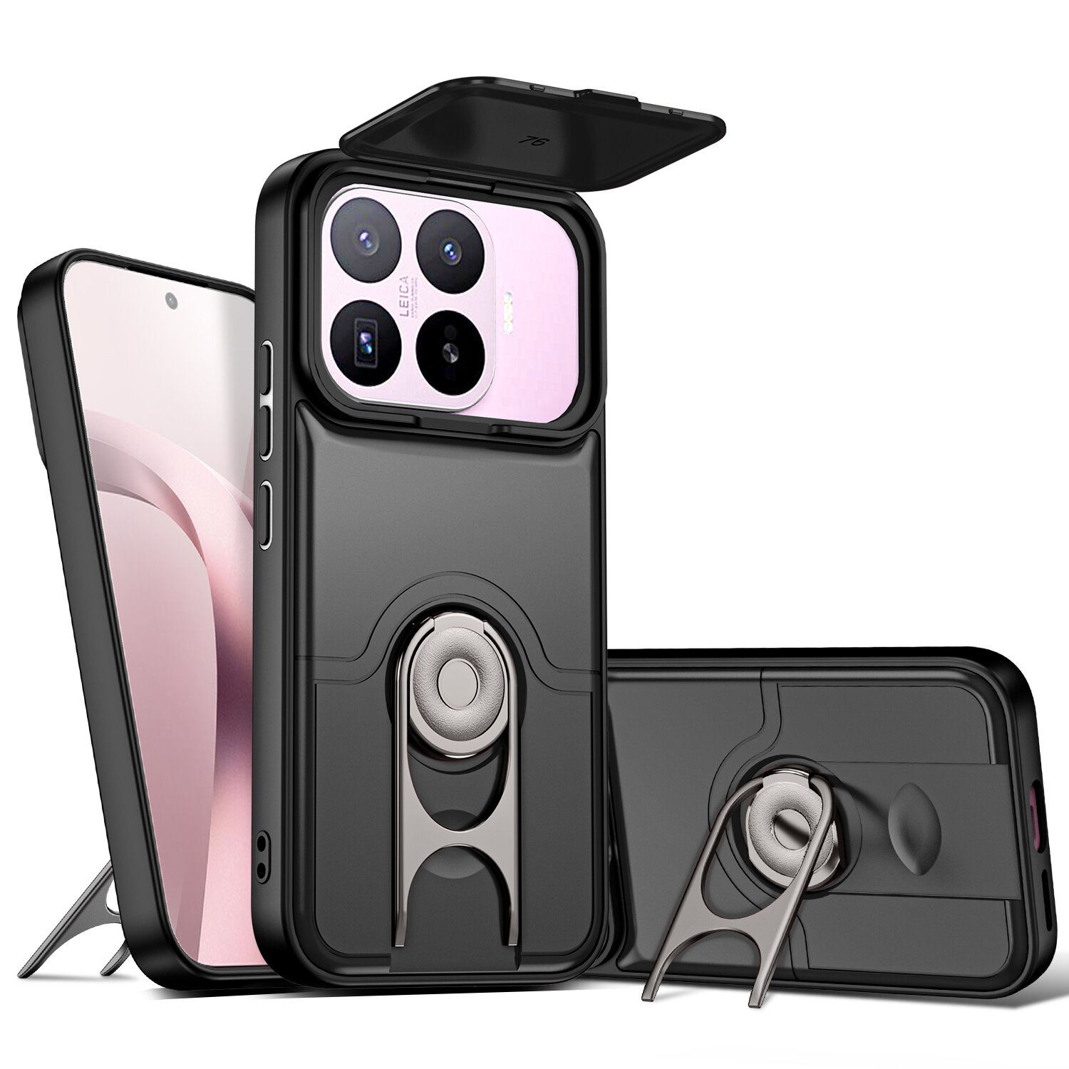 Чехол Для Xiaomi 17T/Сяоми 17T, soft touch, чехол-кардиомонитор, поликарбонат (PC), защита камеры, ударопрочный, встроенная подставка, усиленные углы, Xiaomi, Xiaomi 17T, black,