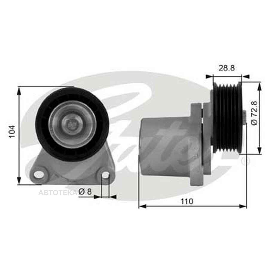 Натяжитель приводного ремня GATES T38204 FORD: M deo 1.8/2.0 16v 00-; MAZDA: 6 1.8/2.0/2.3 02-