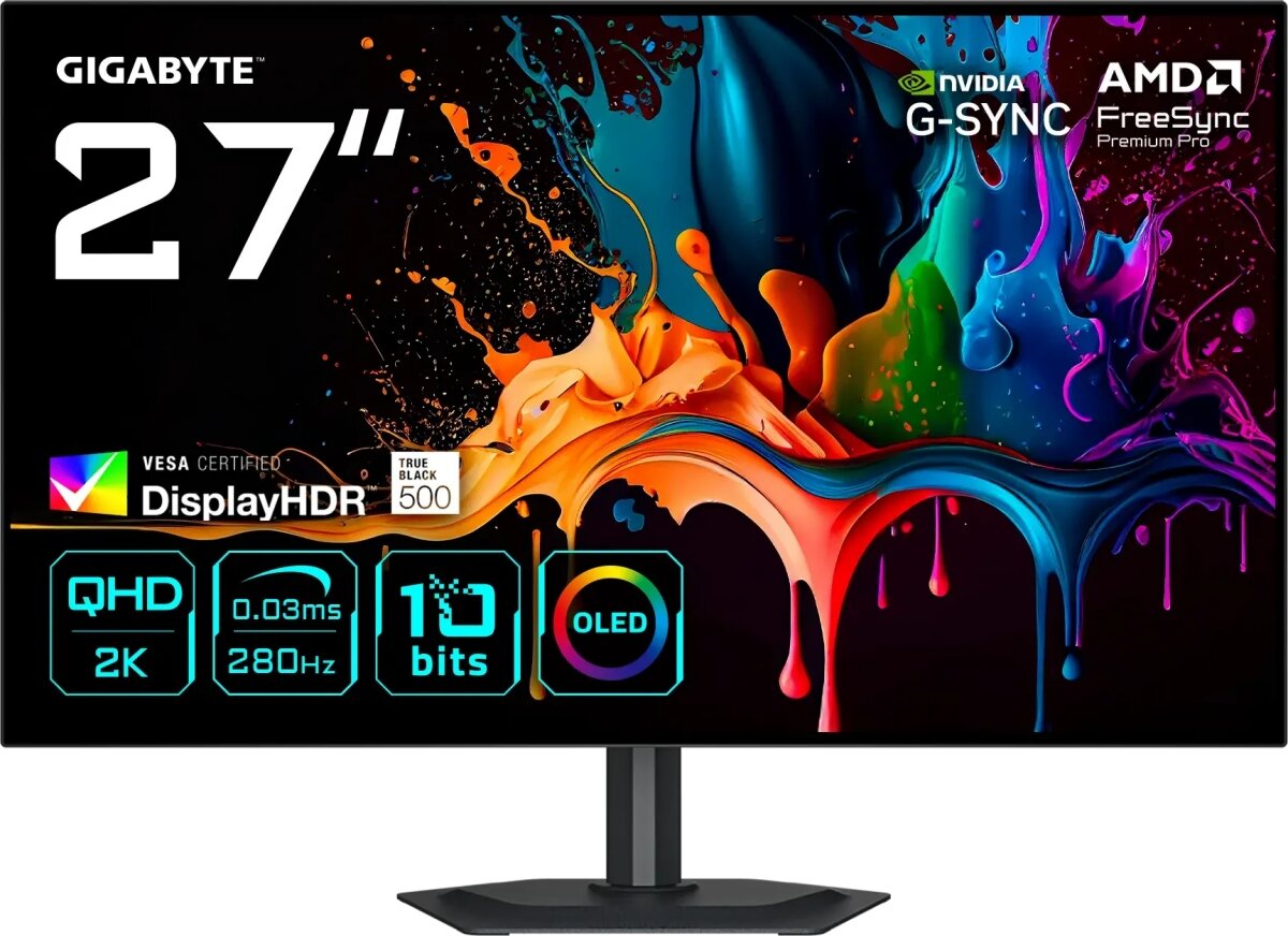Монитор Gigabyte 27" MO27Q28G WOLED QHD чер HDMI DP USB M/M HAS Piv 280Hz 335cd Ex