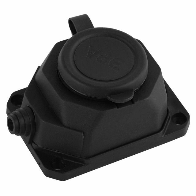 Колодка 1 гнездо ЭРА каучуковая с заземлением 16A IP44 черная, 3500Вт, Турция