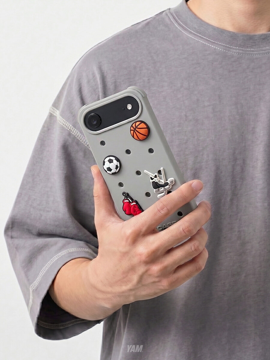Чехол Yamcase на iPhone 17 Air, противоударный, серый, силиконовый — фото 1