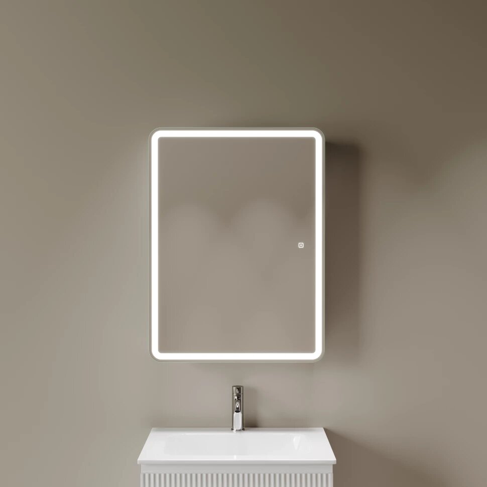 Зеркальный шкаф Sancos Diva DIV600 60x80 см L/R, с LED-подсветкой, сенсорным выключателем, диммером, белый матовый