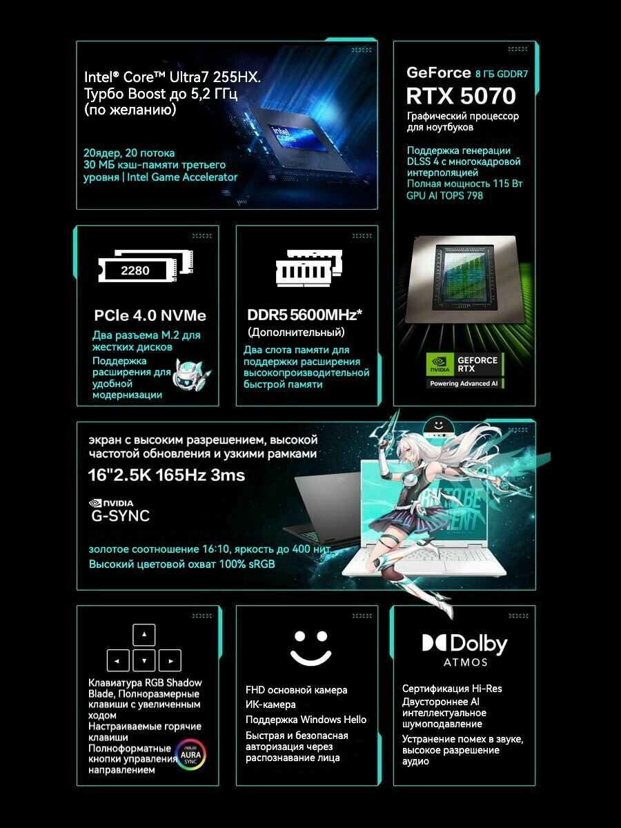Игровой ноутбук ASUS ROG Strix G18, U9-275HX, RTX5060, 16ГБ/2ТБ, Русская раскладка — фото 1