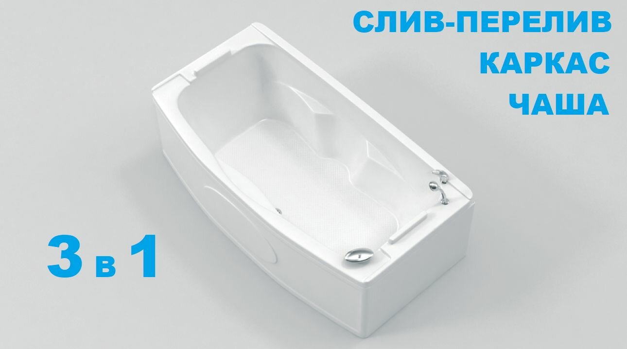 Акриловая ванна Скарлет 189.5x109 см, белая, глянцевая, антибактериальное покрытие.