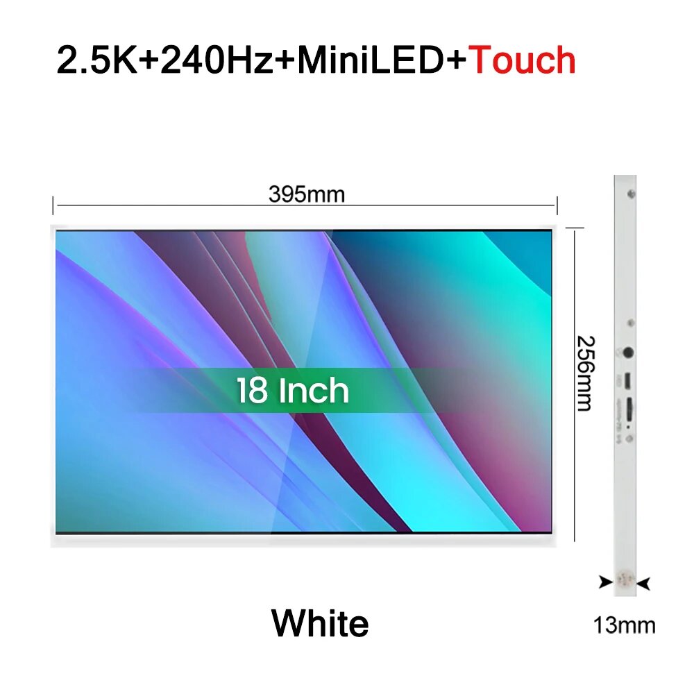 18-дюймовый портативный монитор MiniLED 2.5K 240Hz с разрешением 2560*1600 пикселей, яркостью 1200 нит, 100% DCI-P3, HDR IPS-экран, игровой дисплей для ПК, XBox, PS4/5, Switch